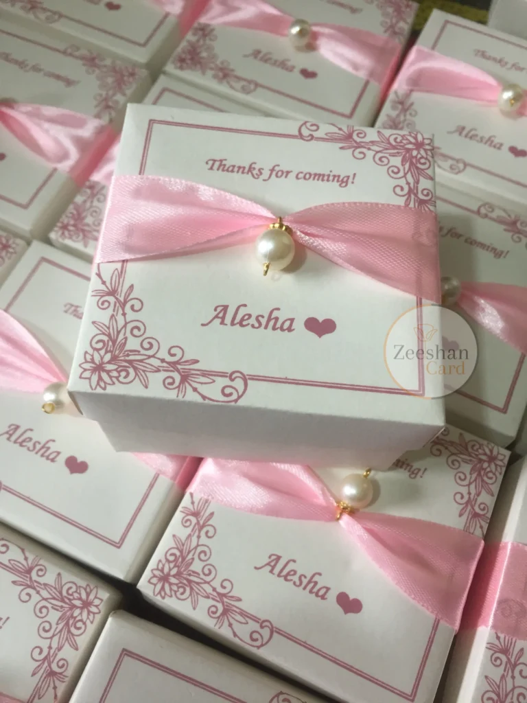 Moti Box With Ribbon And Pink Printed